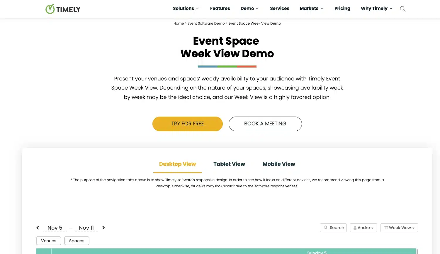 Event Space Schedule View Demo for Venue Management | Timely