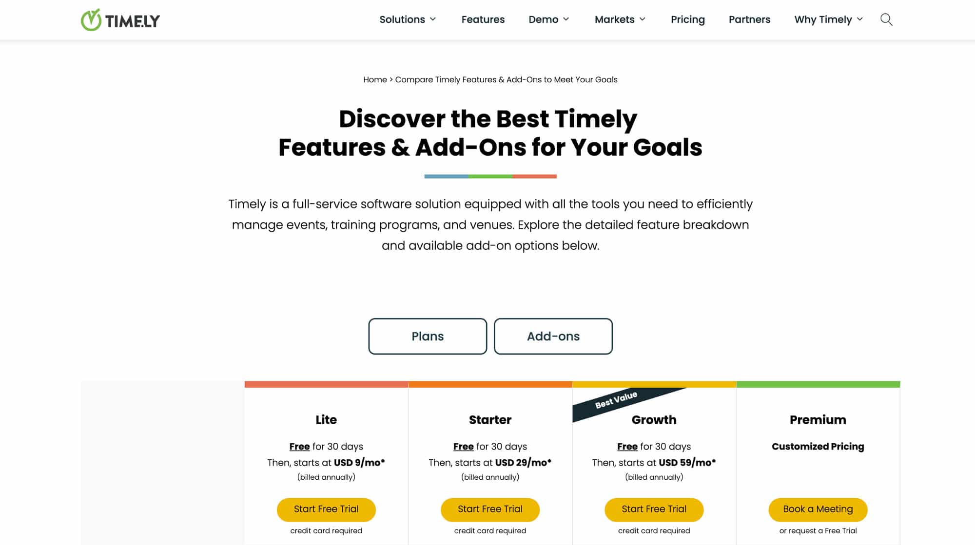 Compare Features & Add-Ons - Timely